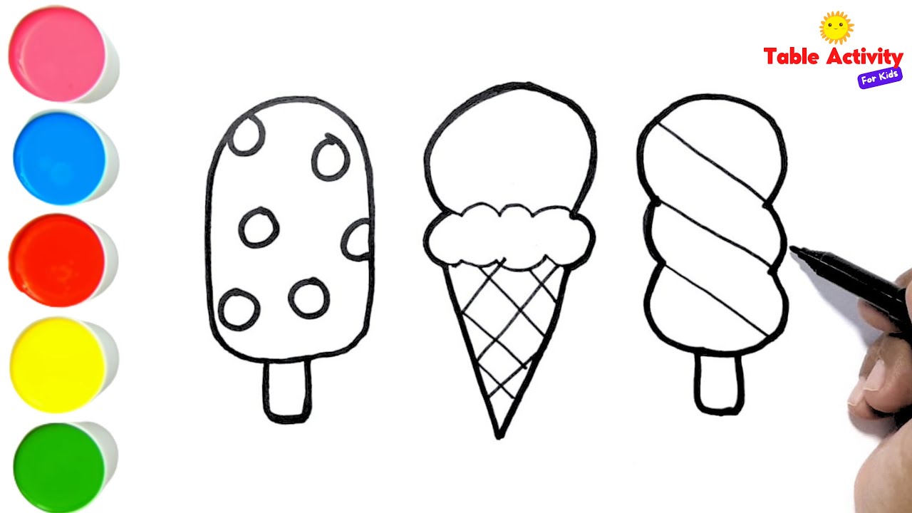 Easy Drawing And Coloring Ice Cream | How To Draw Ice Cream Step By ...
