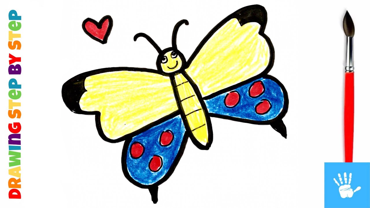 How To Draw a Cute Butterfly for Children - YouTube
