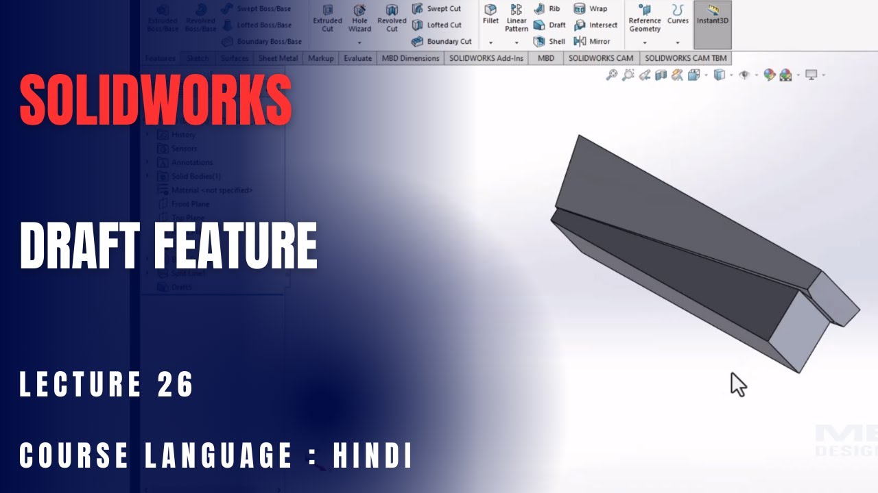 Draft Feature in SolidWorks | Lecture 26 - YouTube