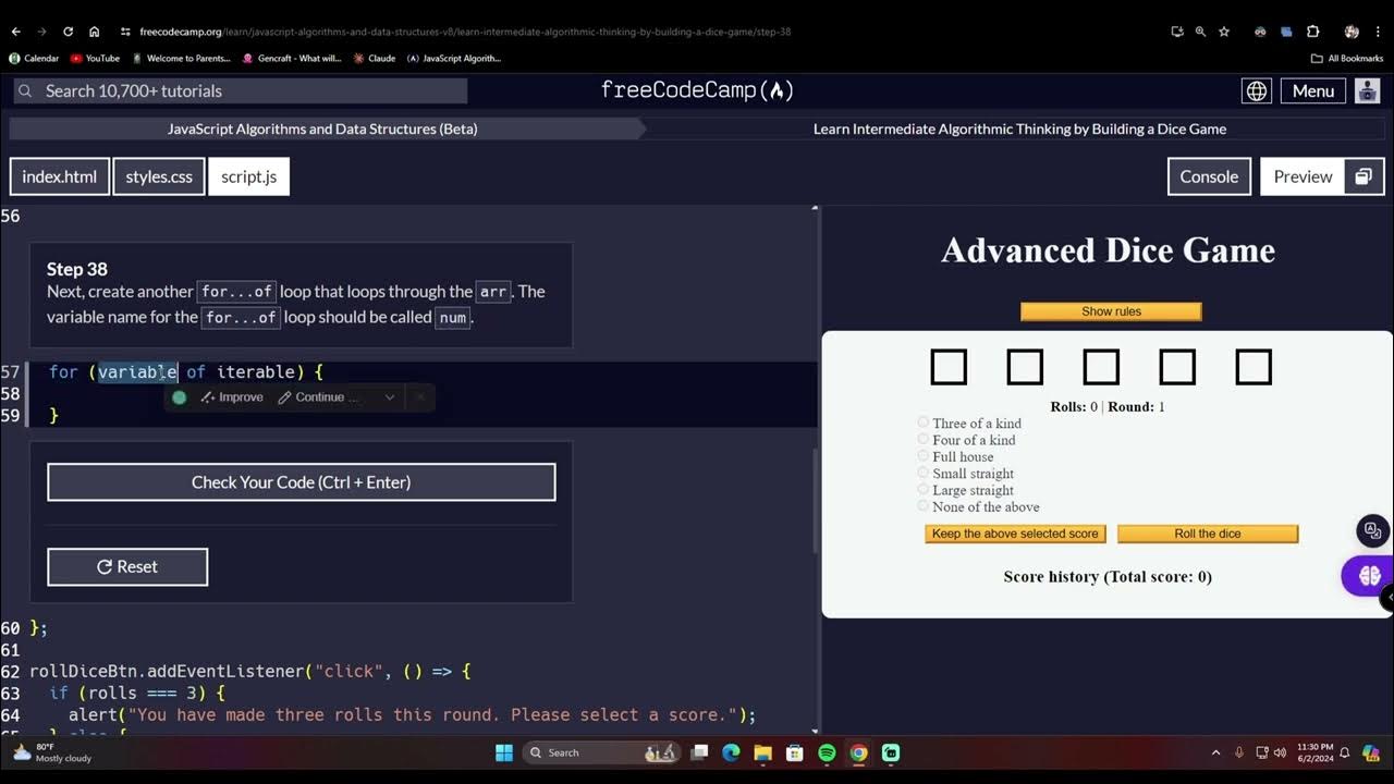 Algorithmic Thinking Dice Game 38 - YouTube