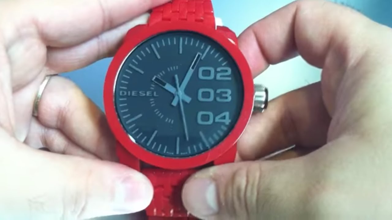 Men's Red Diesel Oversized XXL Watch DZ1462 - YouTube
