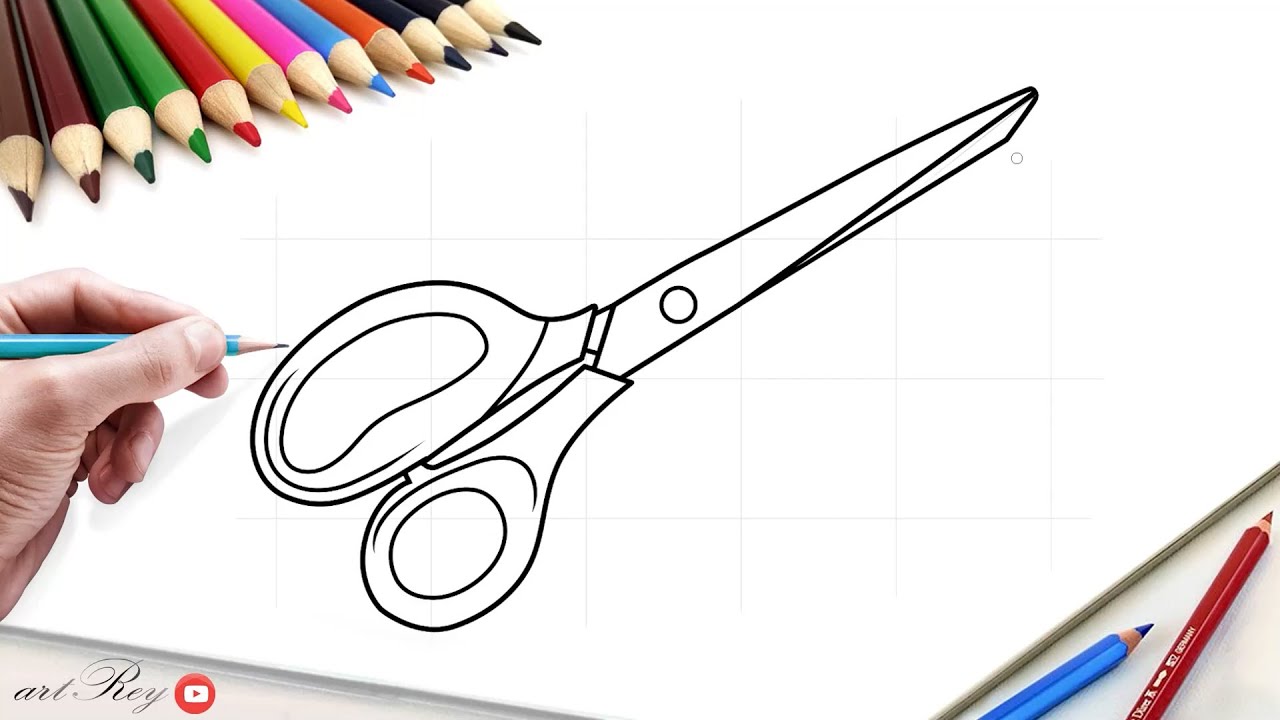 How to draw simple, easy and cool scissors | kids - YouTube