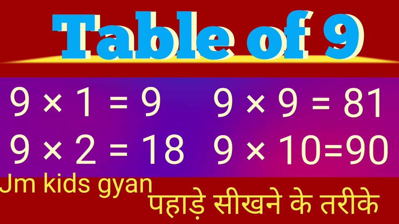 Table of 9| 9 का पहाड़ा | 9 ka pahada | 9 ka table | 9 ka table in ...