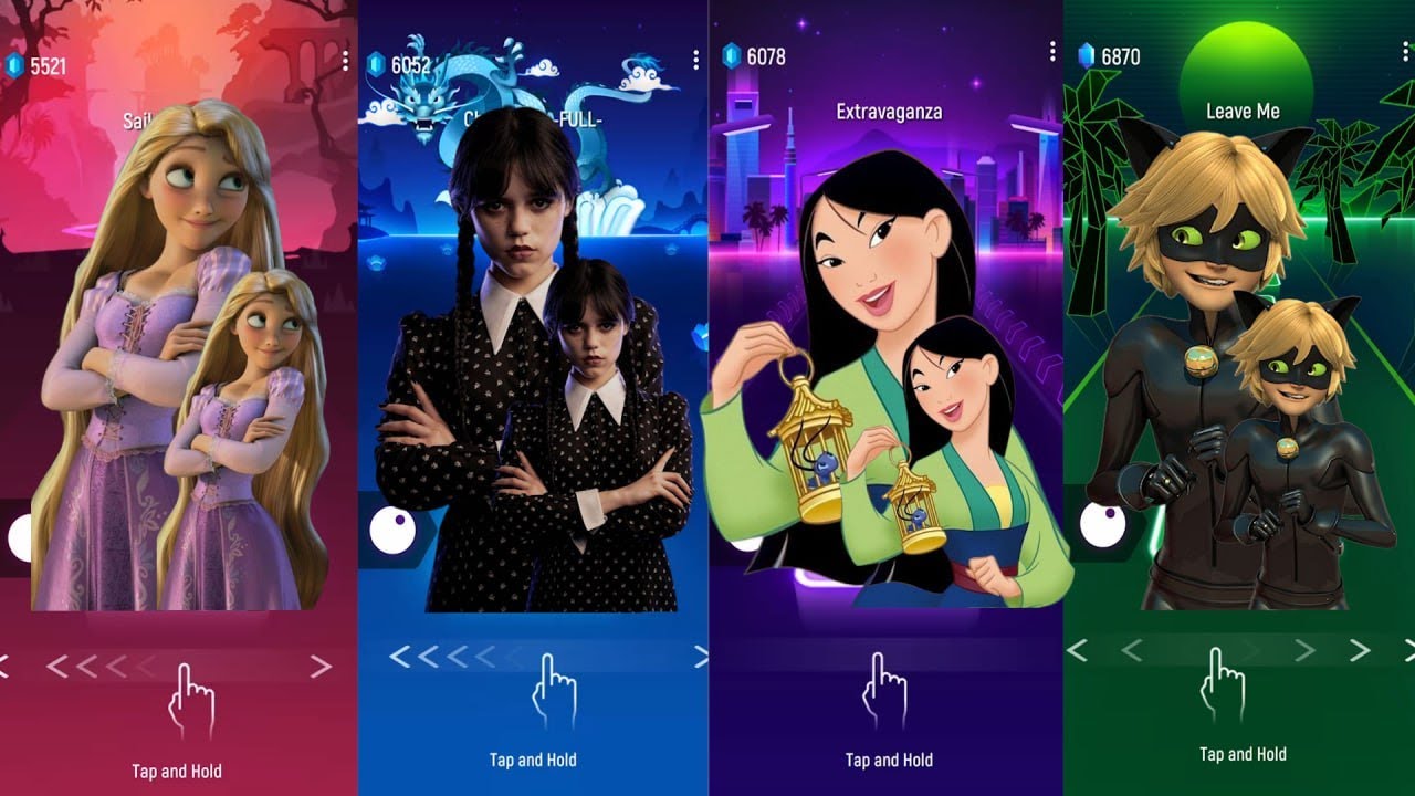 Disney Tangled 🆚 Wednesday Bloody Mary 🆚 Mulan 🆚 Black Cat - princesses ...