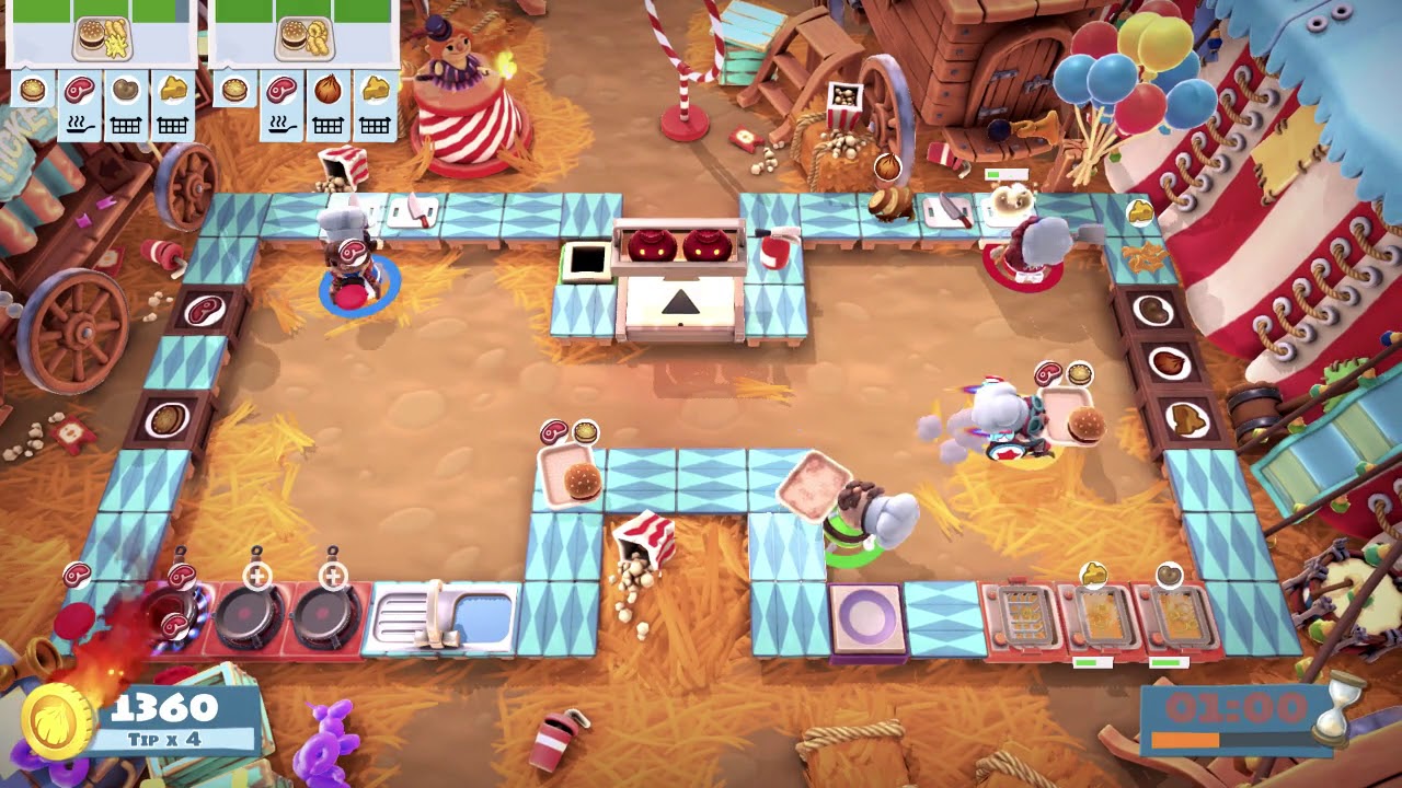 Overcooked 2 - Carnival of Chaos 1-1 (4 players) Score: 2344 - YouTube