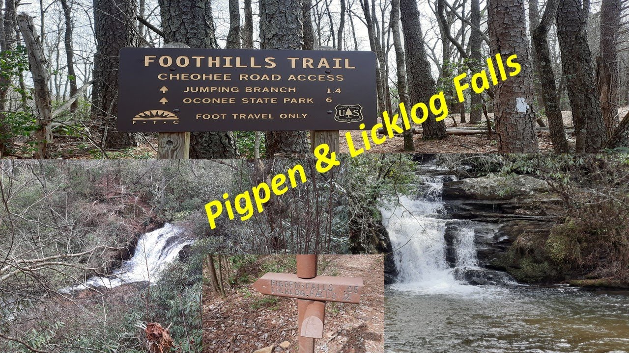 Pigpen and Licklog Falls By The Foothills Trail - YouTube