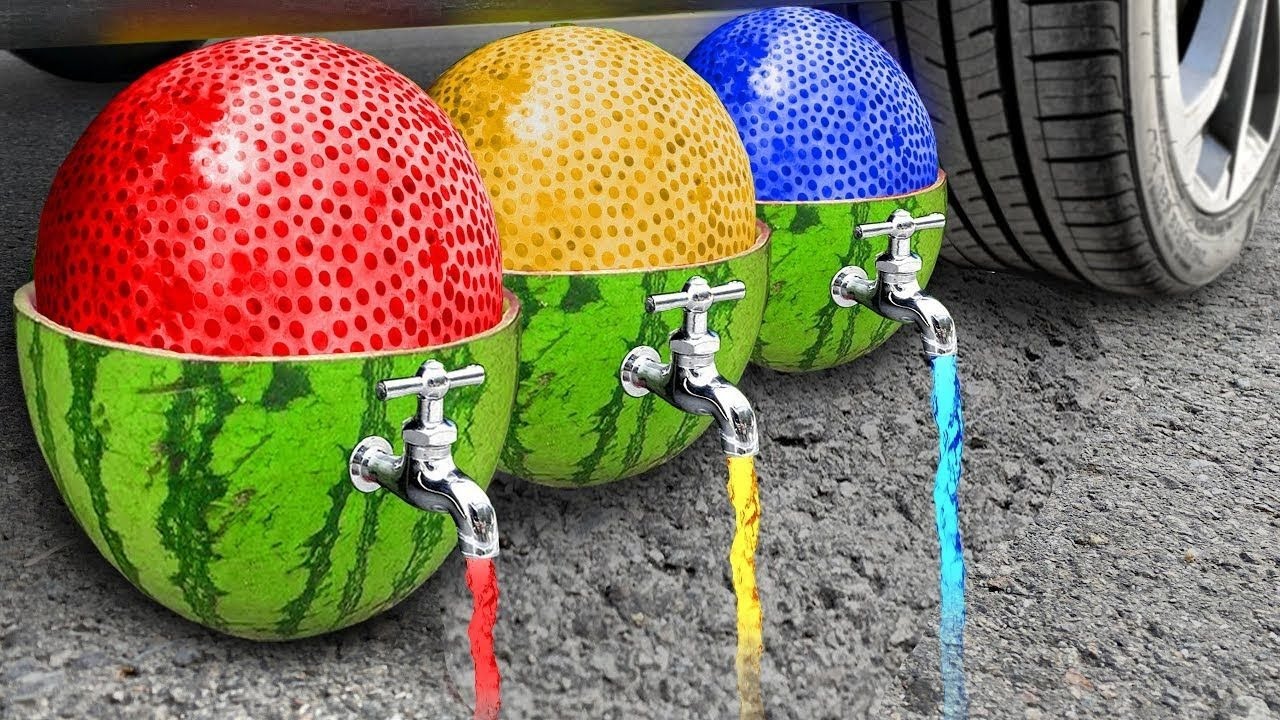 Experiment : Car Vs Water Melons | Crushing crunchy & soft things by ...