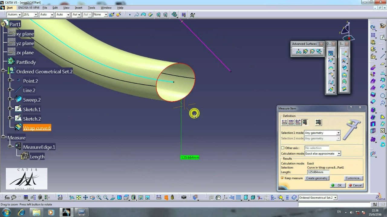 CATIA Tips 26 กันยายน 2556 "Wrap Curve" - YouTube
