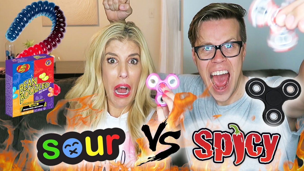 SOUR GUMMY VS. HOT EXTREME FIDGET SPINNER CHALLENGE - (DAY 131) comp ...
