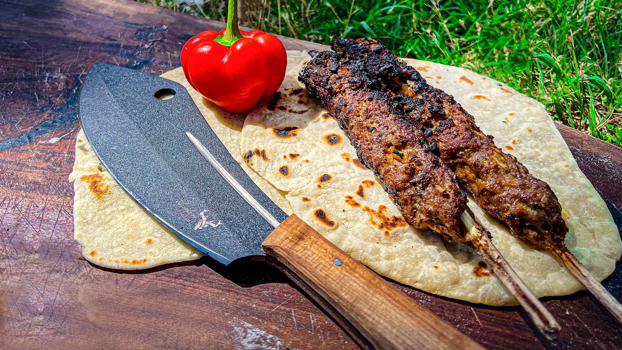 Primitive BBQ | Cooking Kebab with Tree Branches! - YouTube