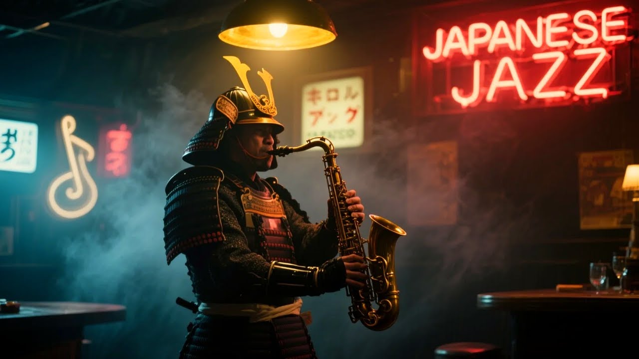 Fusion Jazz Japanese Nights | Samurai Noir Saxophone Ambience for Focus ...
