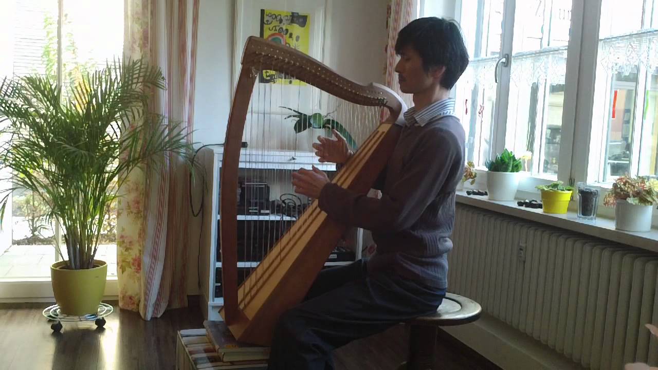 하프 연주 Cross-strung chromatic harp "Island Baby." A Korean Lullaby 자장가 ...
