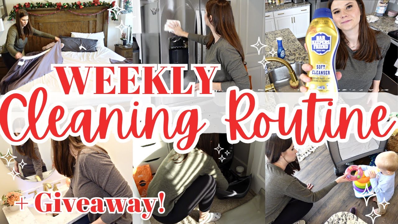 REALISTIC WEEKLY CLEANING ROUTINE + GIVEAWAY! | WEEKLY CLEAN WITH ME ...