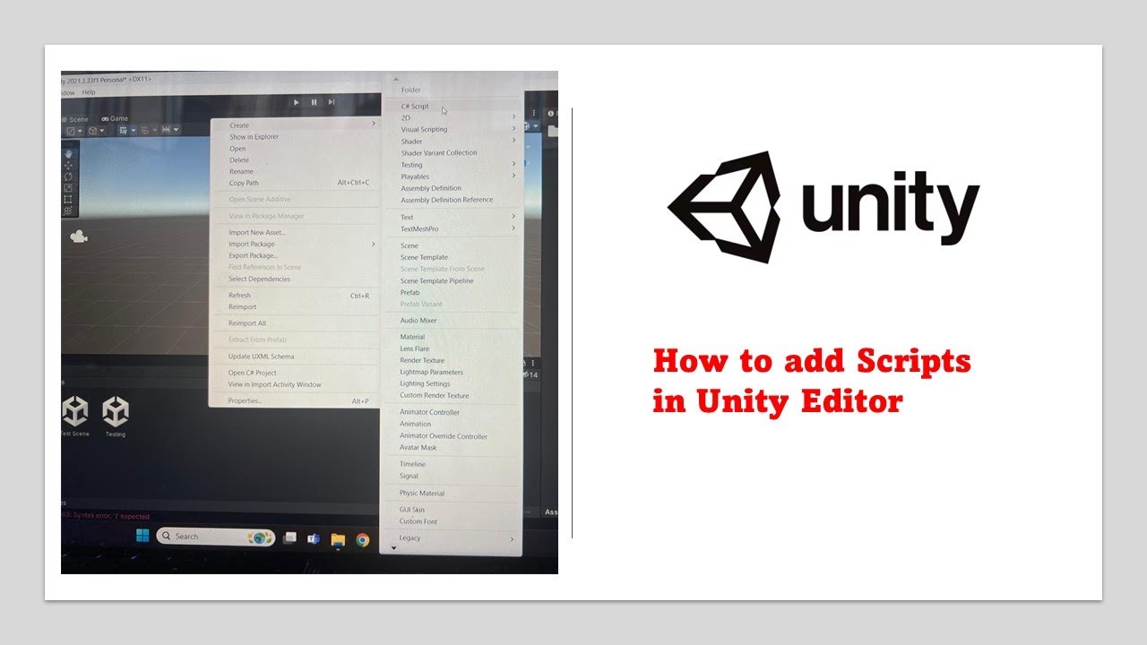 Adding Script File in Unity - YouTube