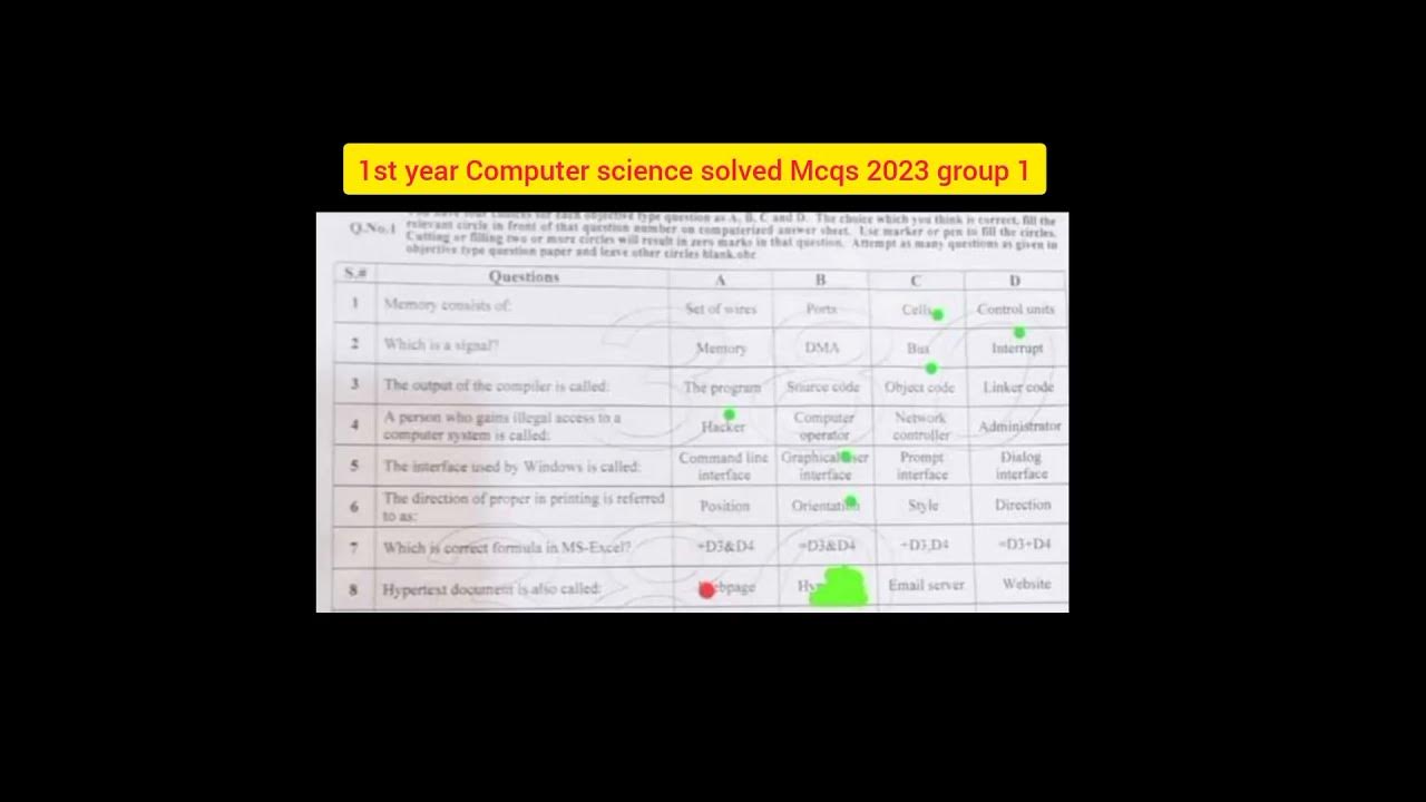 Fsd board group 1||1st year computer science solved Mcqs 2023 - YouTube