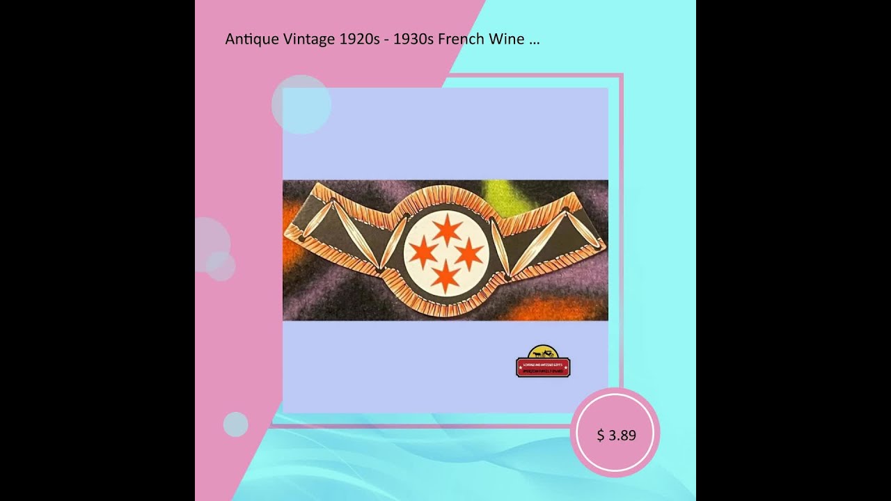 Antique Vintage 1920s - 1930s French Wine Neck Label - YouTube