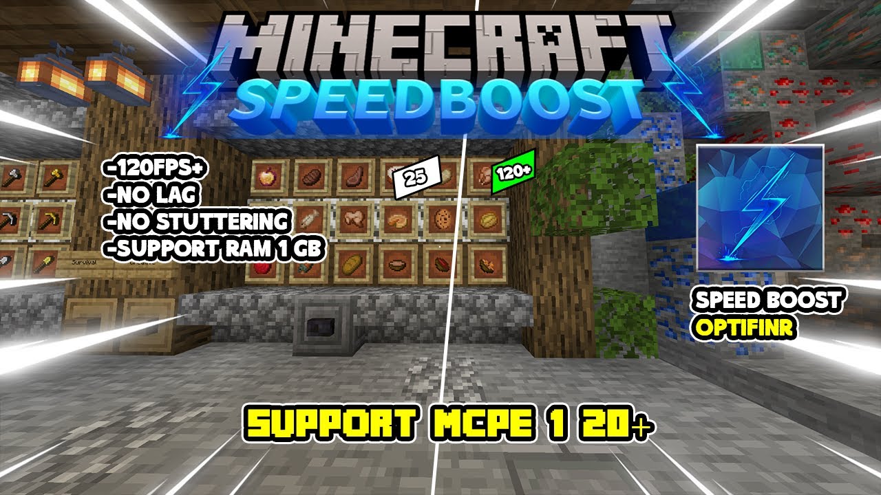 TERNYATA INI DIA OPTIFINE YANG WORK UNTUK MCPE 1.20 KEATAS - SPEEDBOOST OPTIFINE - YouTube