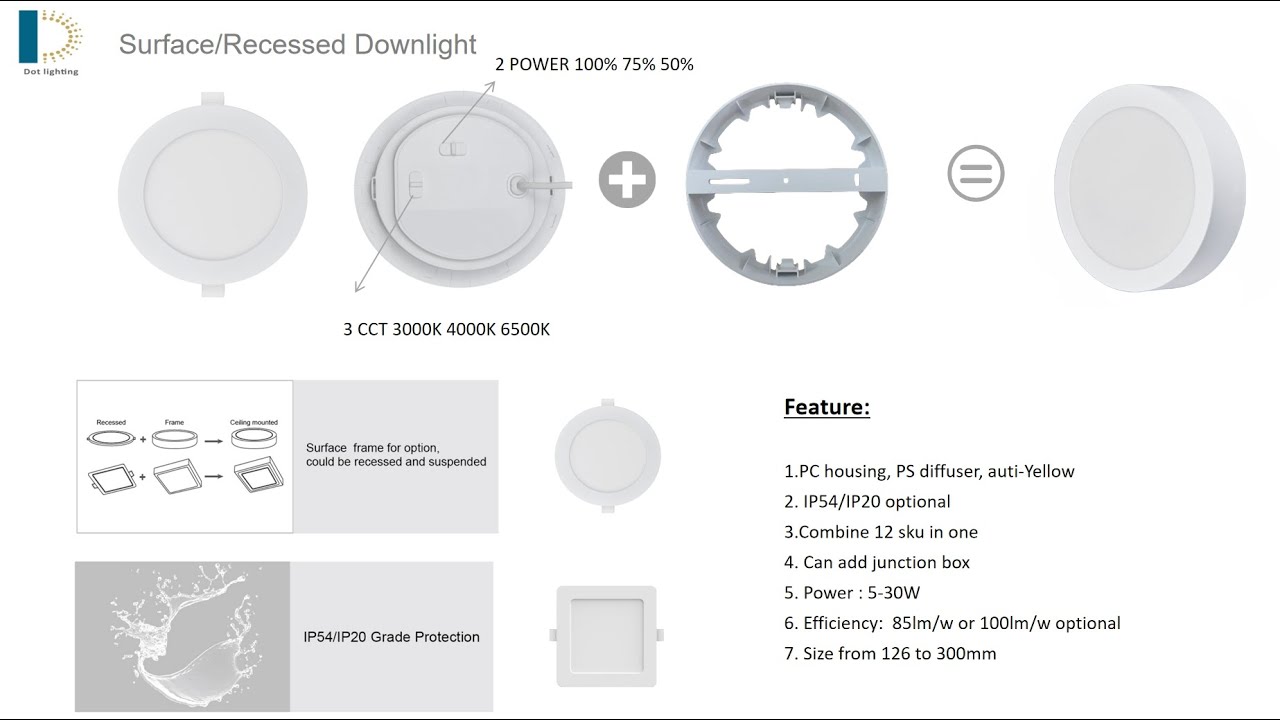 SURFACED/RECESSED CCT PANEL LIGHT INSTALLATION-ROUND - YouTube