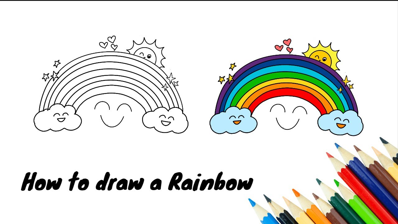 How to Draw a Rainbow 🌈Easy Rainbow Drawing. Step by Step Drawing ...