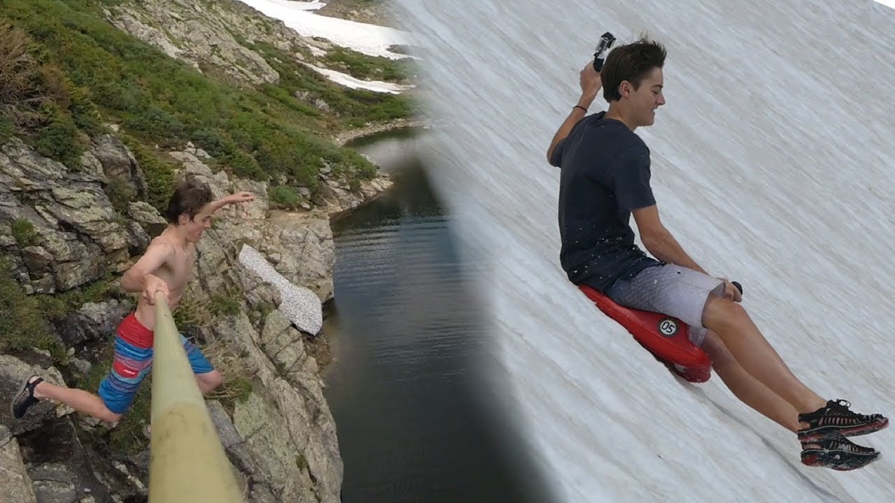 Cliff Jumps and Snow Sledding- St Mary's Glacier!!! - YouTube