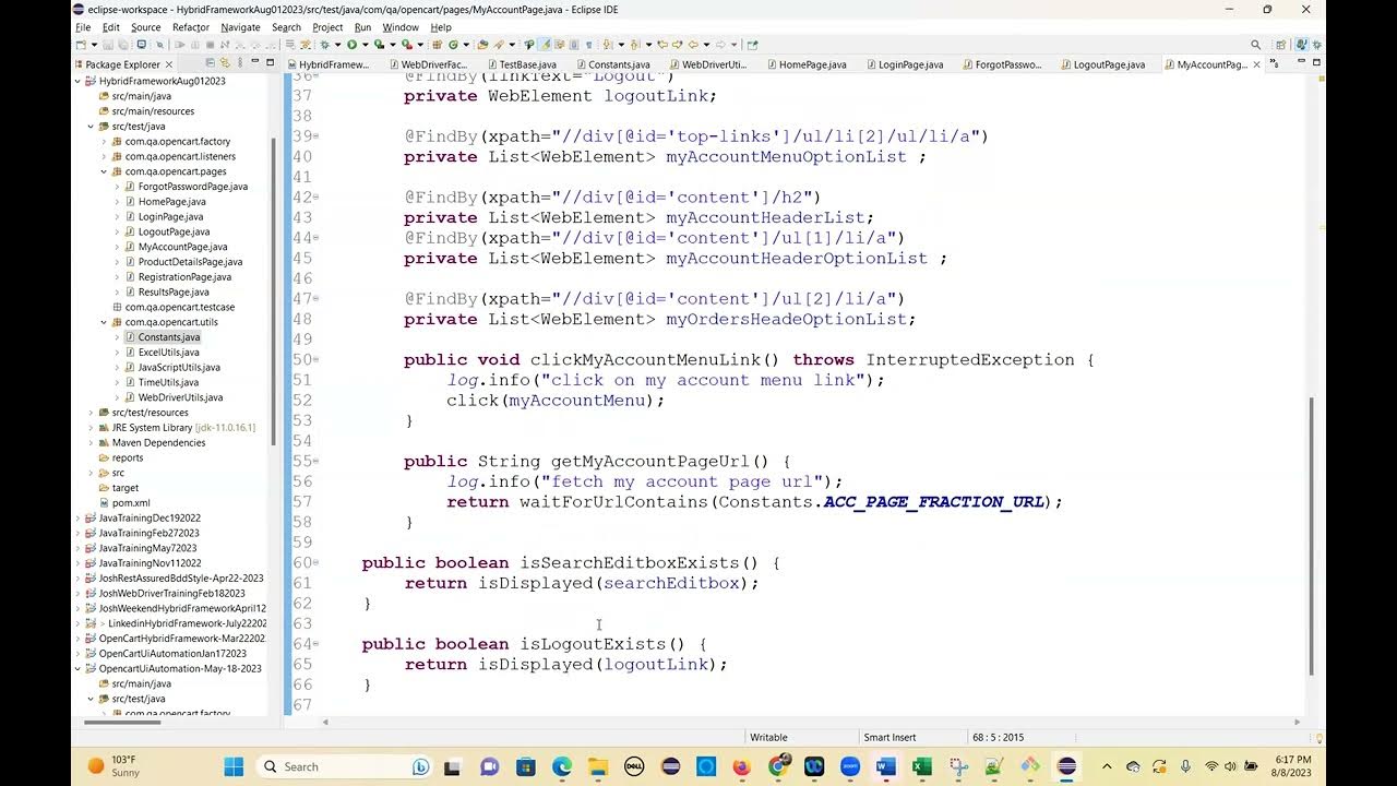 HybridFramework MyAccountPage Design Aug 08 2023 - YouTube