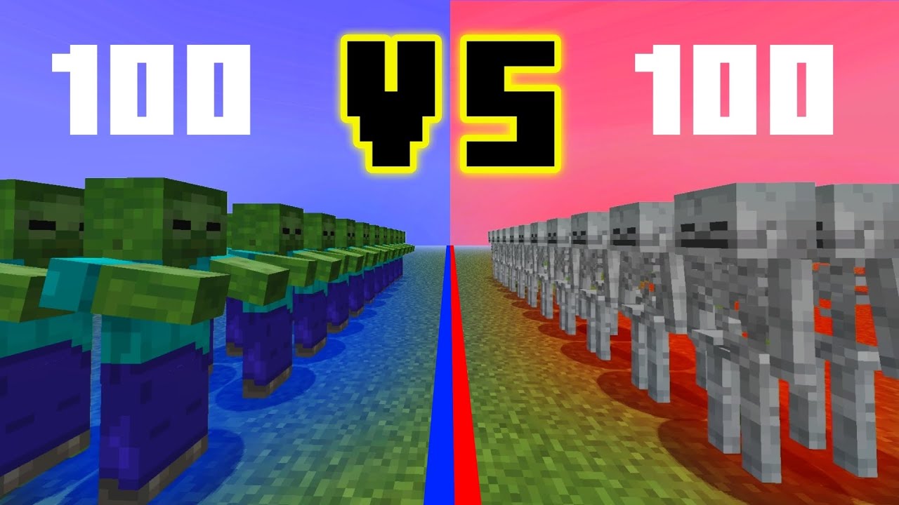100 Zombies vs 100 Skeletons in Minecraft - YouTube