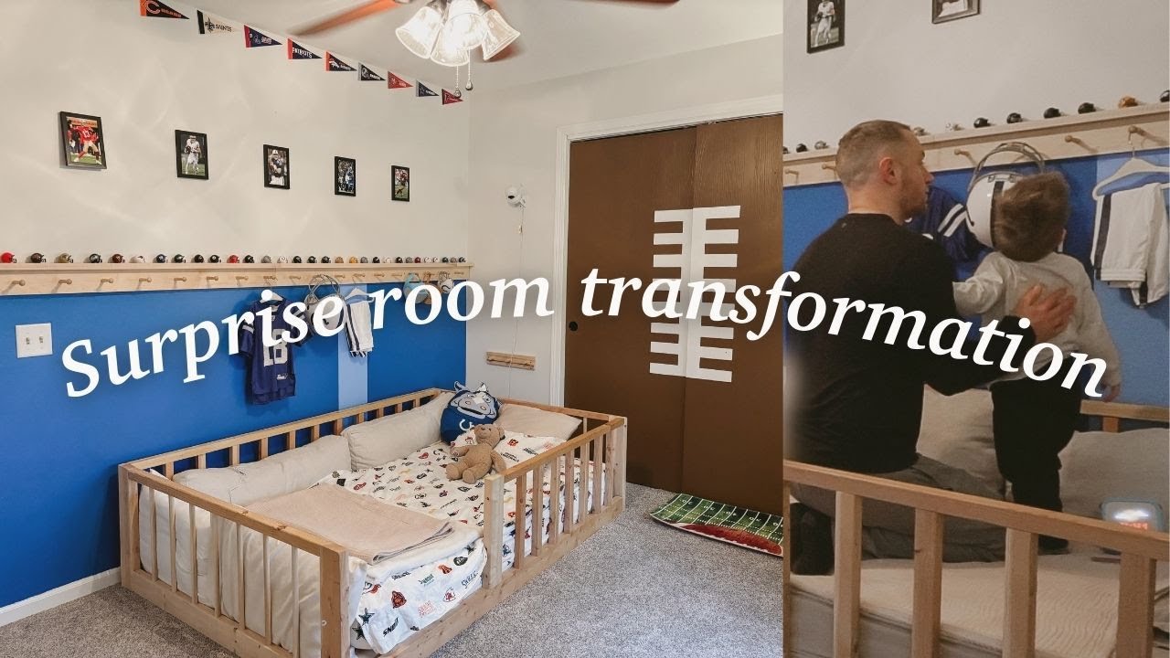 We Surprised Our Toddler With a Dream NFL Football Themed Room! - YouTube