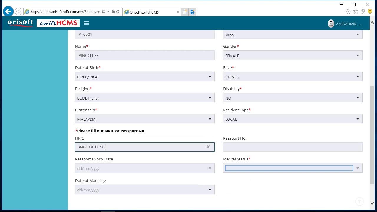 Orisoft swithHCMS - Create Employee Profile - YouTube