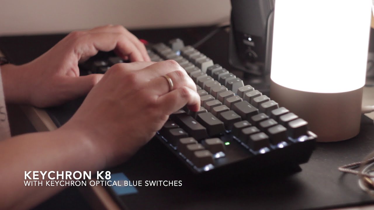 Keychron K8 with Optical Blue switches - YouTube