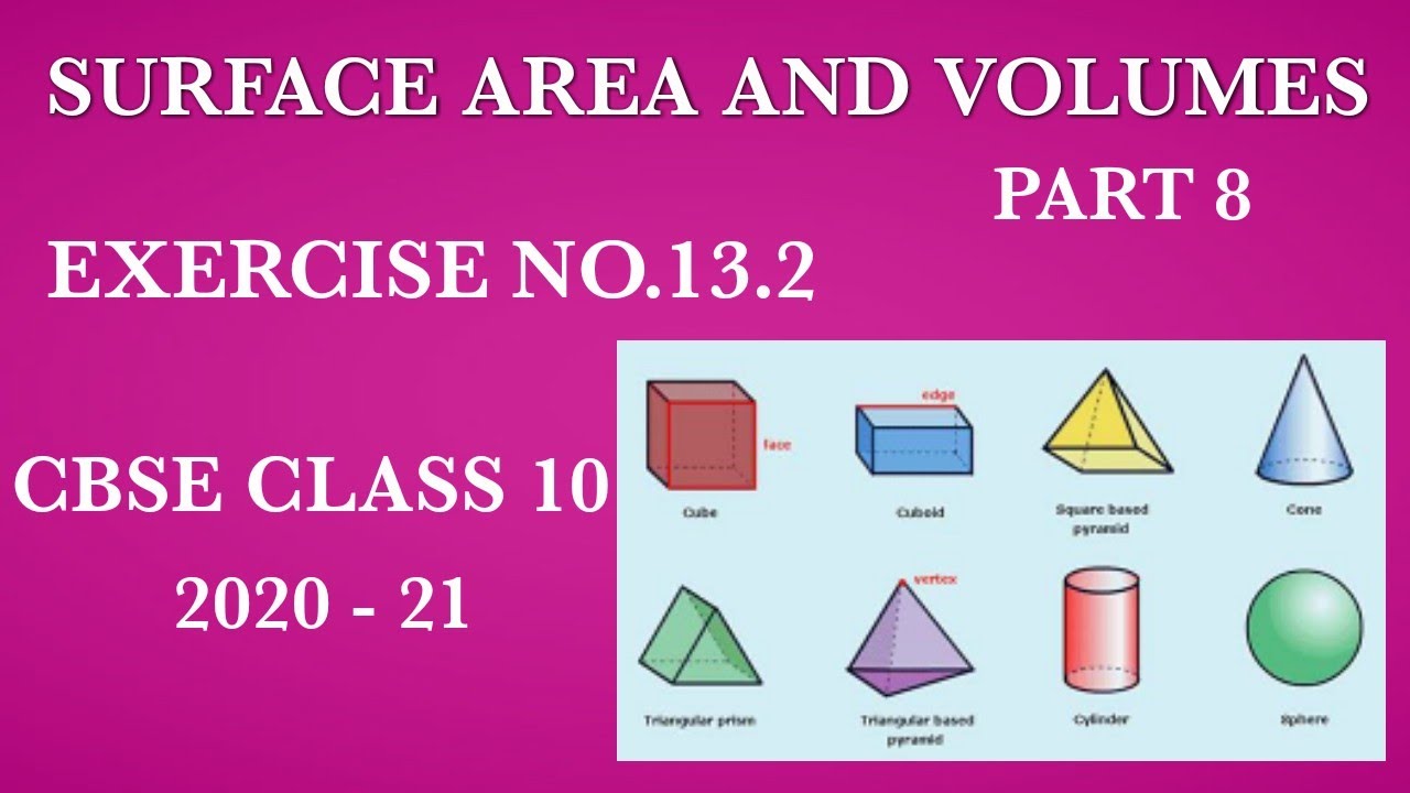 SURFACE AREA AND VOLUMES - EXERCISE NO.13.2 - CBSE CLASS 10 - 2020-21 ...