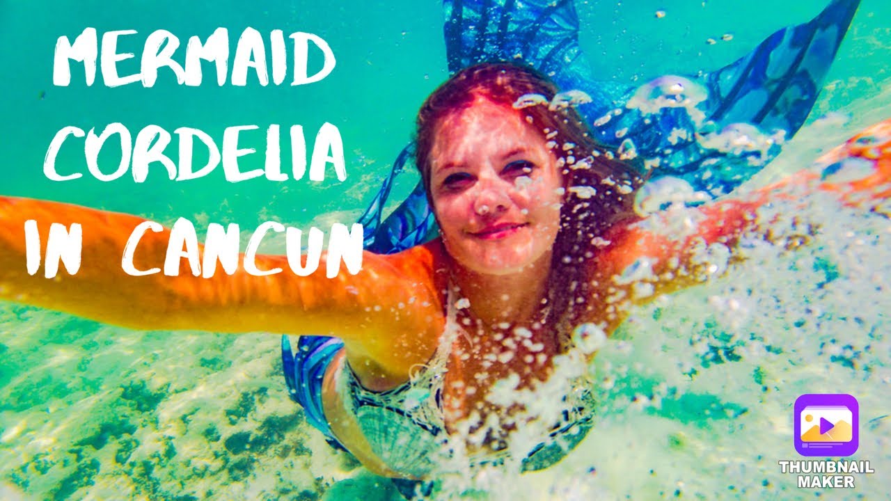 Mermaid Cordelia swimming in the beautiful Cancun, Mexico Mertailor ...
