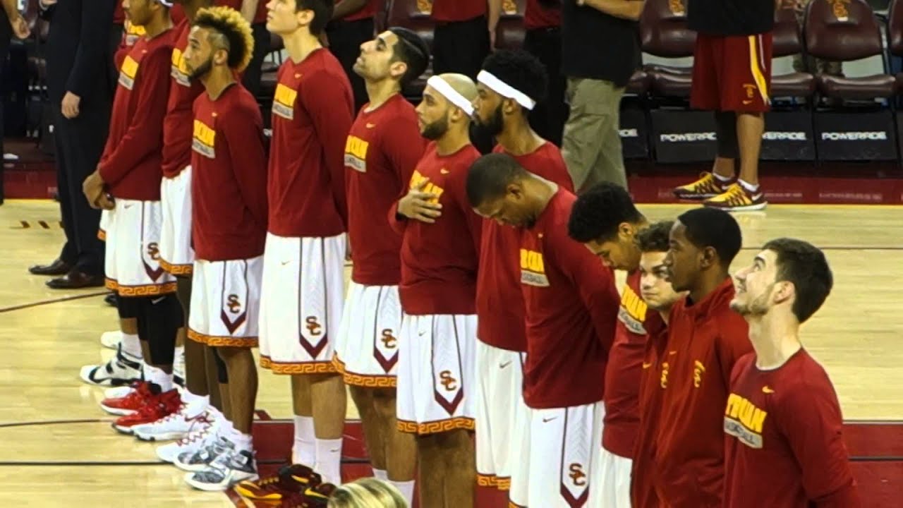 Usc Mens Basketball Team Salutes America Before Their Asu Game Youtube