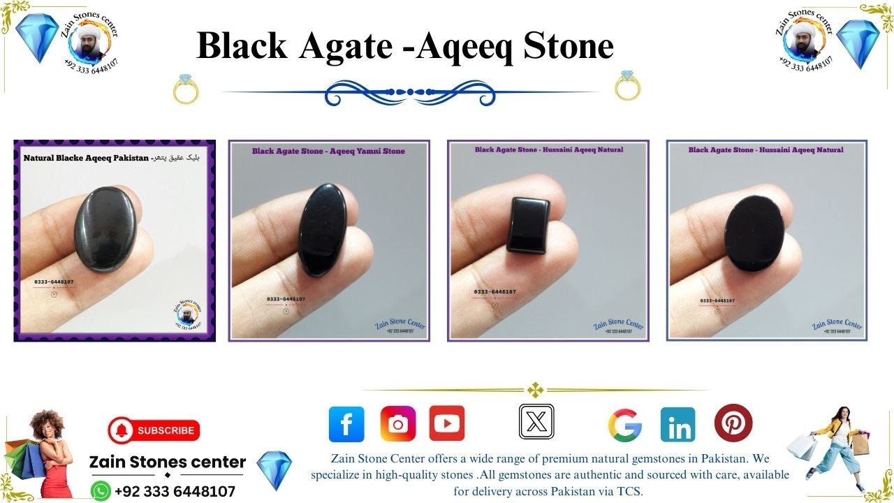 Black Aqeeq Gemstone || Natural Stone for Wealth & Protection || Zain ...