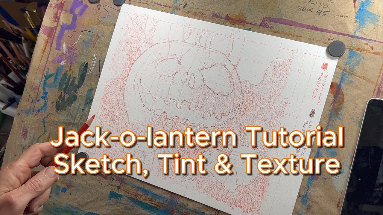 Jack-o-lantern Tutorial, part 2: Sketch, Tint & Texture. - YouTube