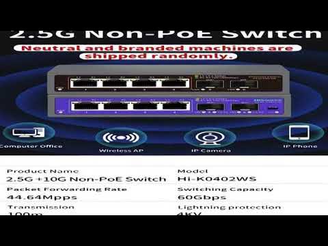 Hisource 2.5G 4 8 Port Ethernet Switch None POE Networck Switch uplink 2*10G Port for IP - YouTube
