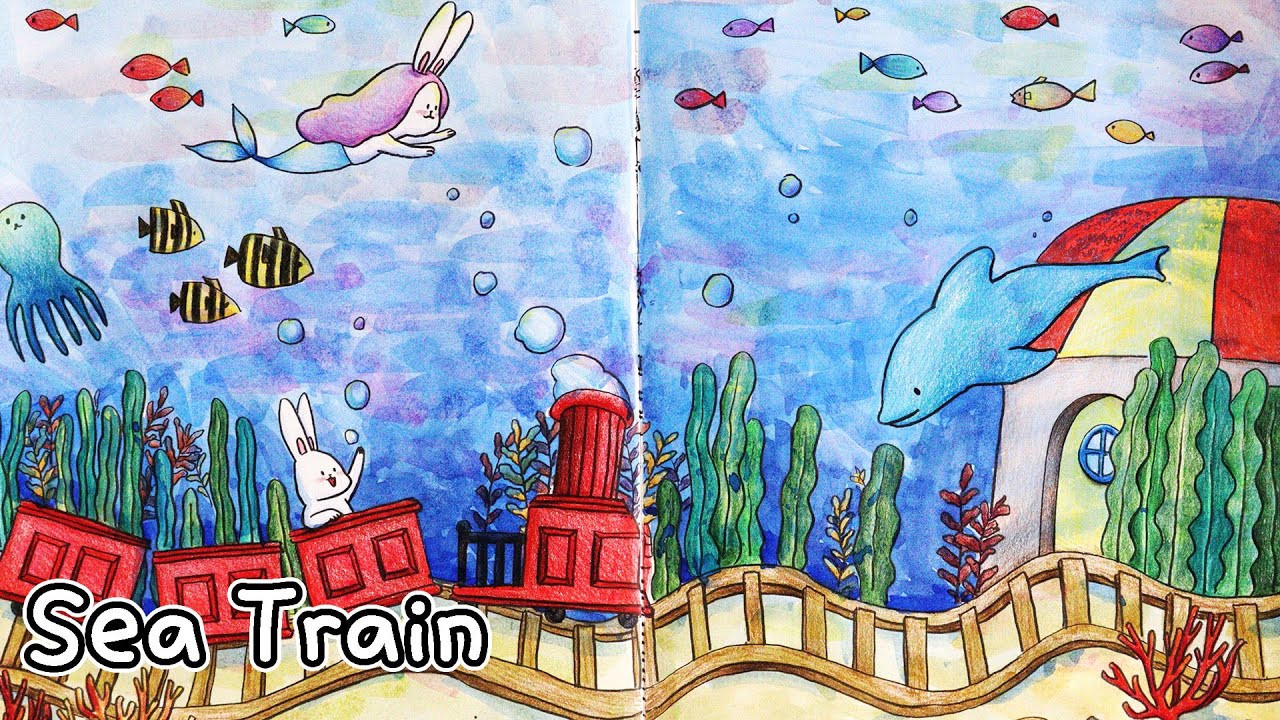 Plop into the water!💦 🚂Coloring The Sea Train - Rabbit Benny's Coloring ...