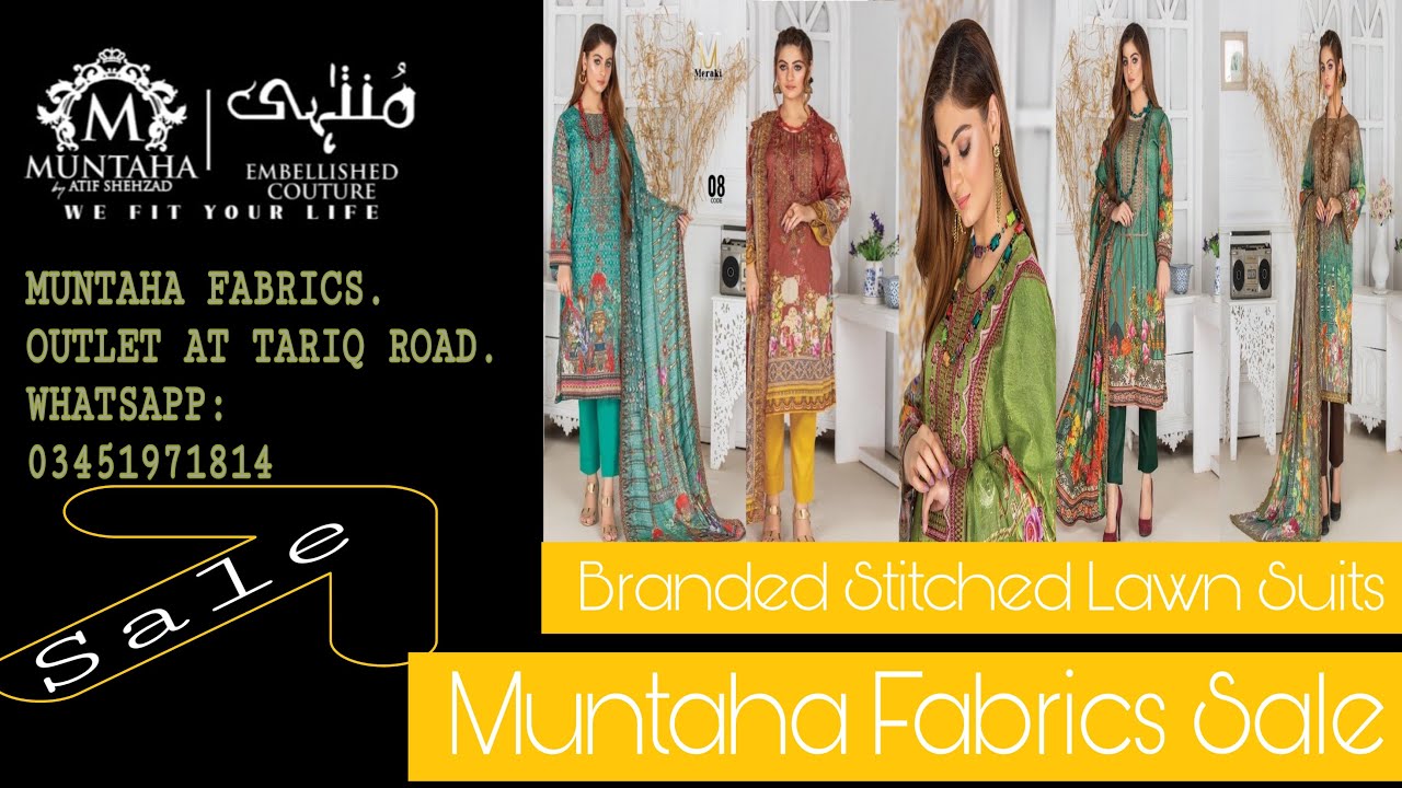 Lawn Dress Designs 2022 | Stitched suits sale | Muntaha Fabrics | sale ...