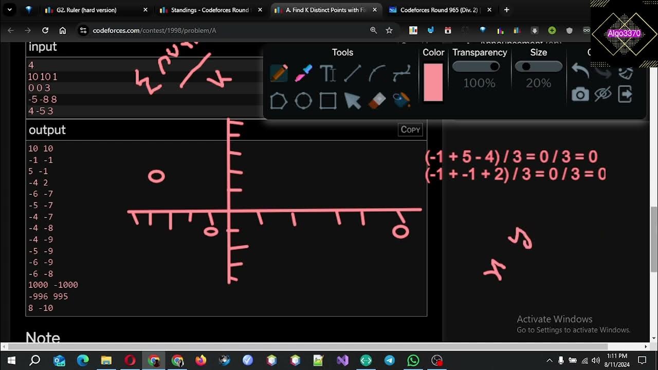 A. Find K Distinct Points with Fixed Center | Codeforces Round 965 (Div. 2) | CP in Bangla - YouTube