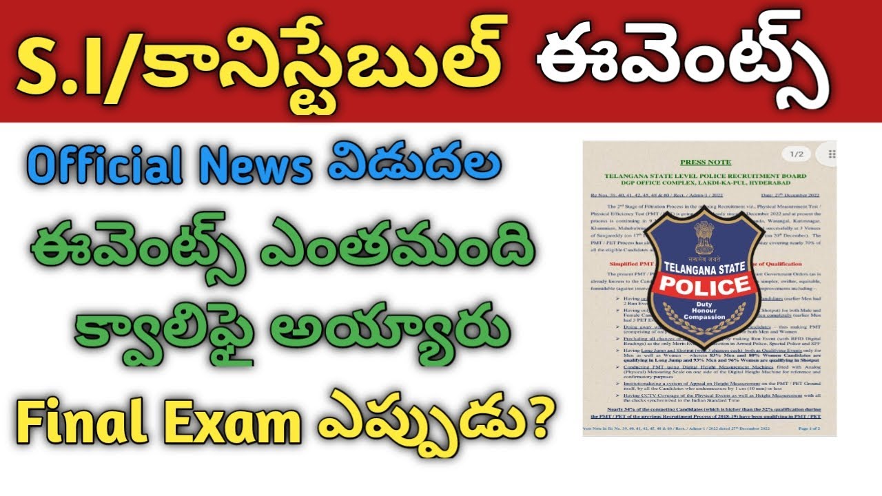 TSLPRB Events Latest Update || TSLPRB Mains Exam Update || Latest ...