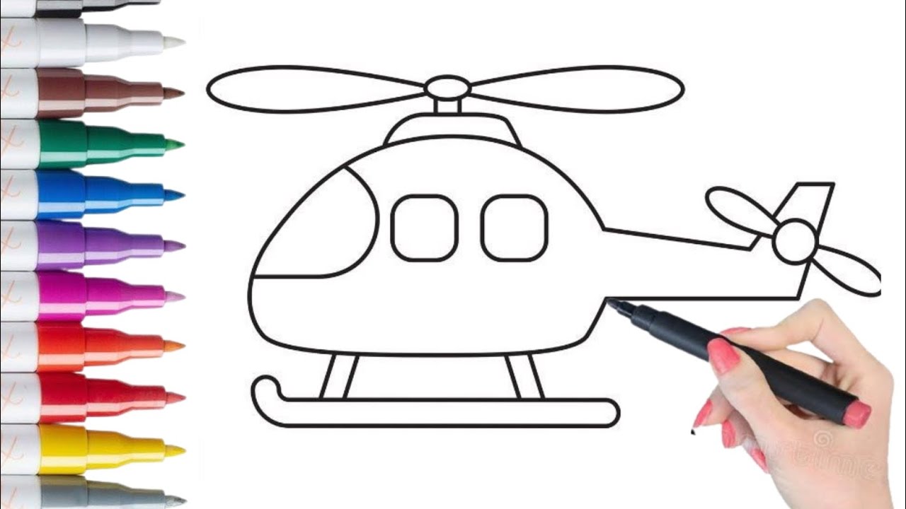 Easy helicopter design video🎨🚁 helicopter painting for children and ...