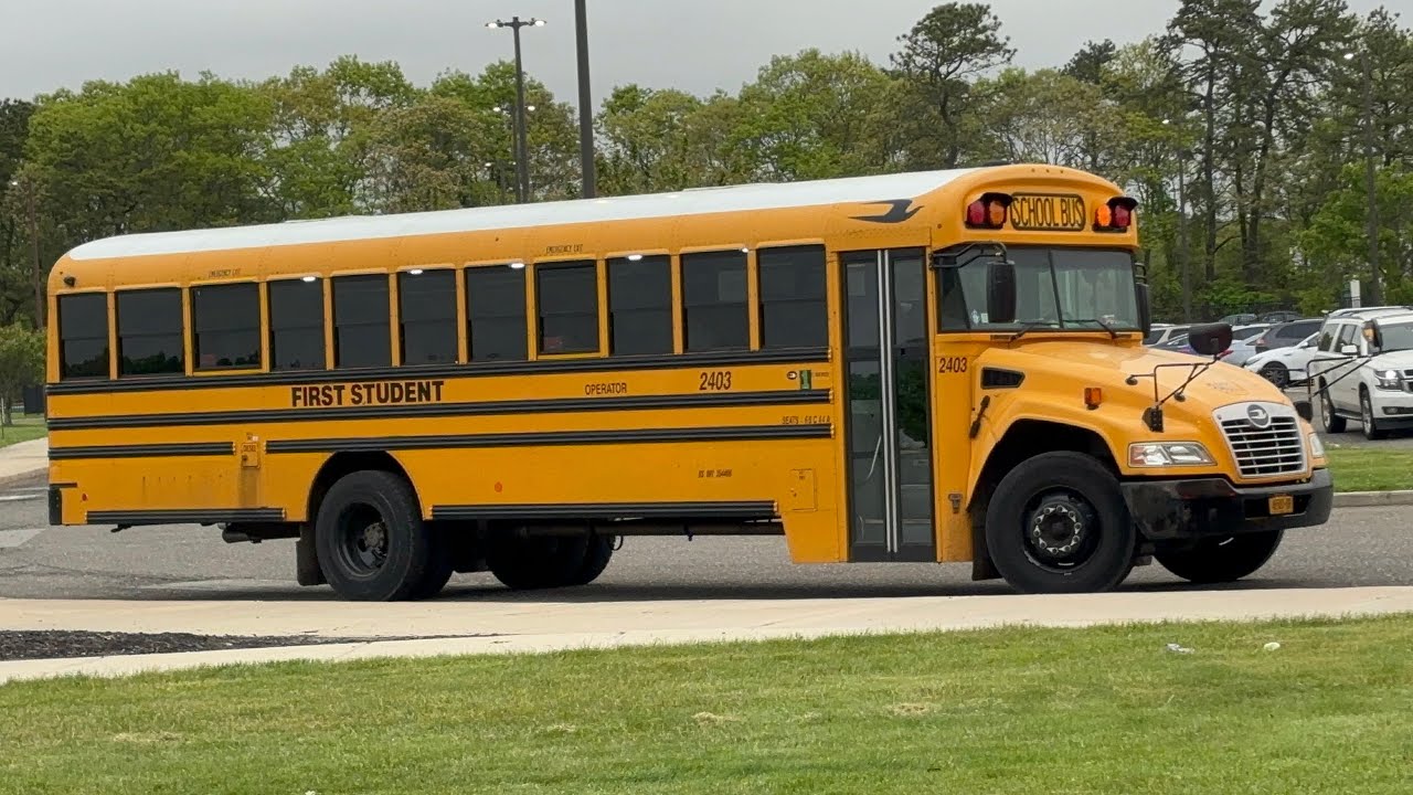 First Student School Bus 2403 Stopping at the School - 2019 Bluebird ...