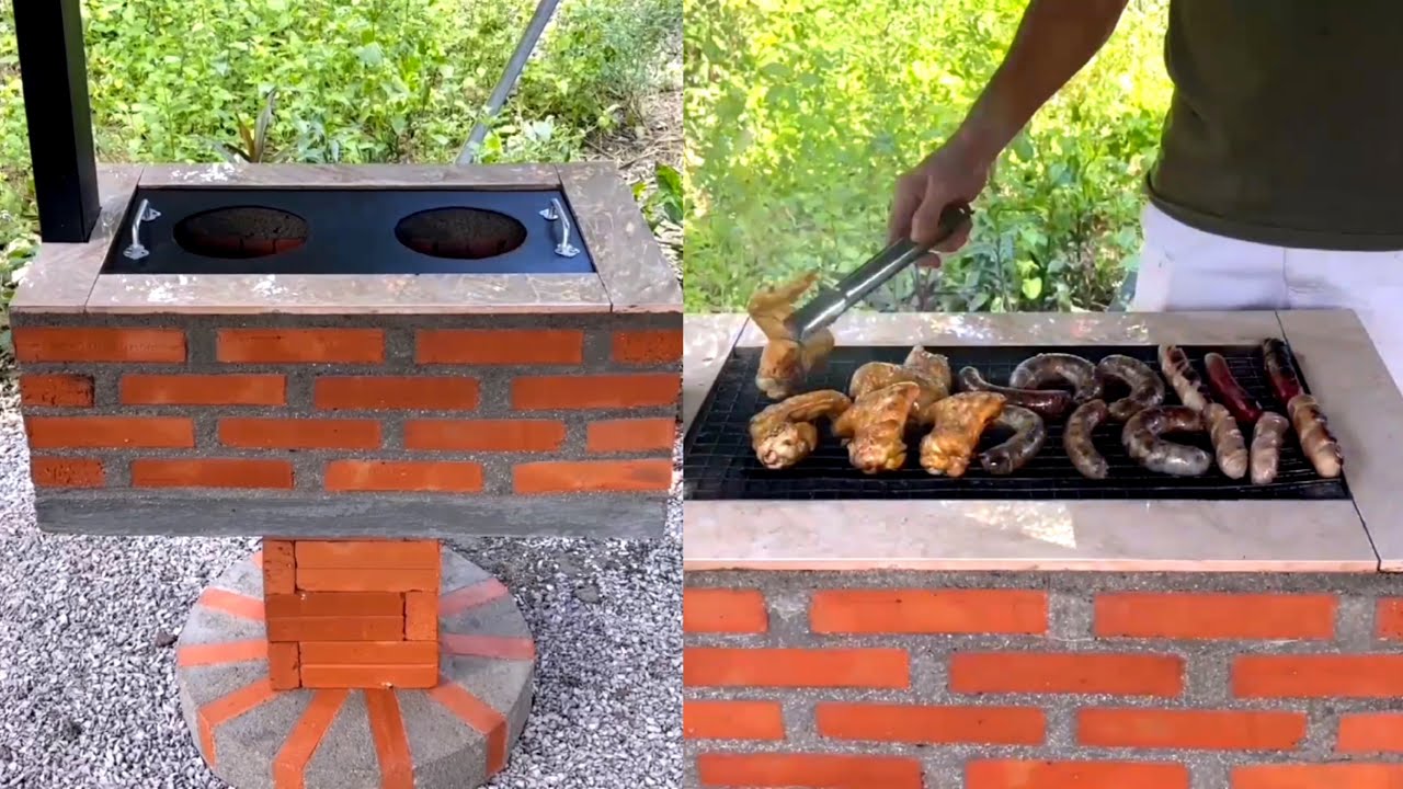 how to build an outdoor wood stove from bricks and cement # 192 - YouTube