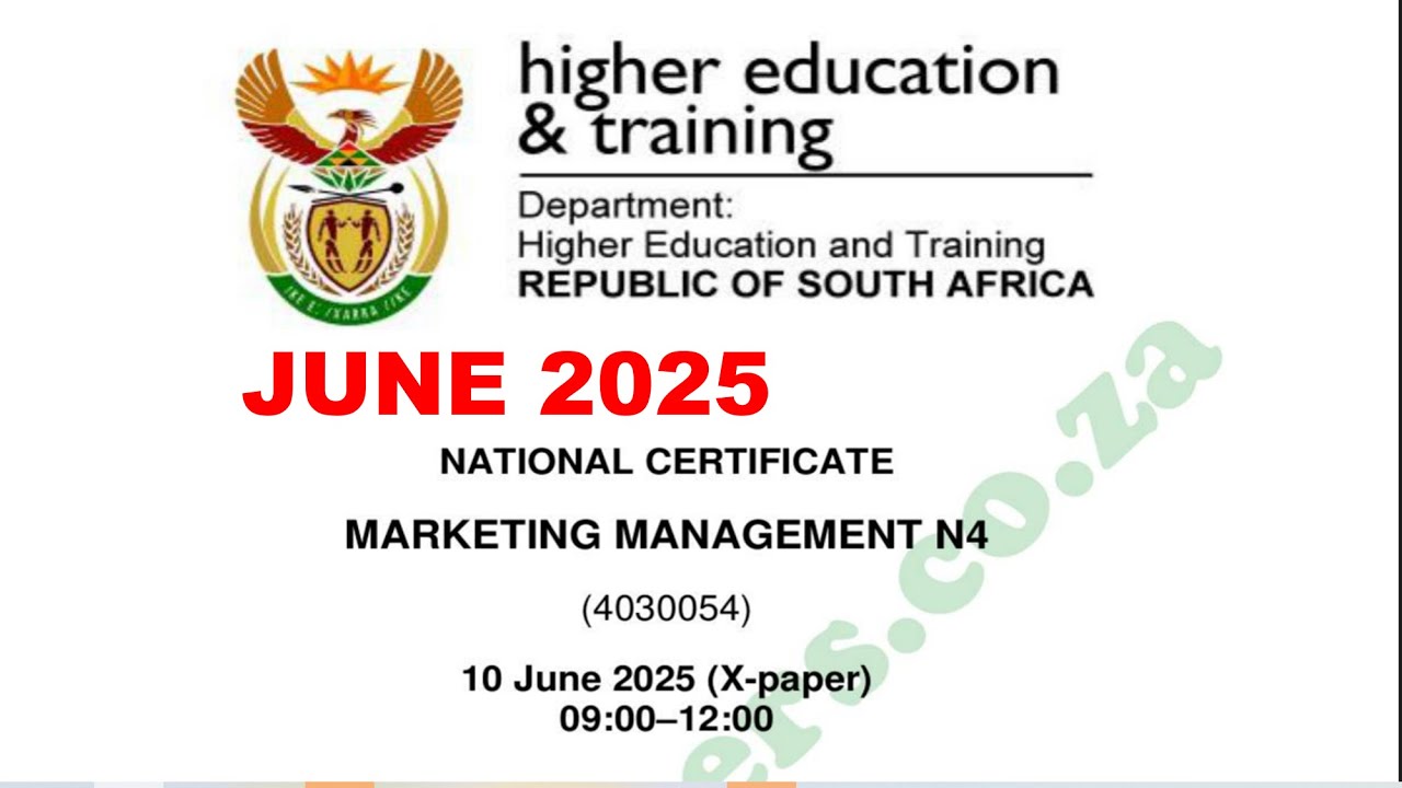 MARKETING MANAGEMENT N4 JUNE 2025 QUESTION 5 - YouTube