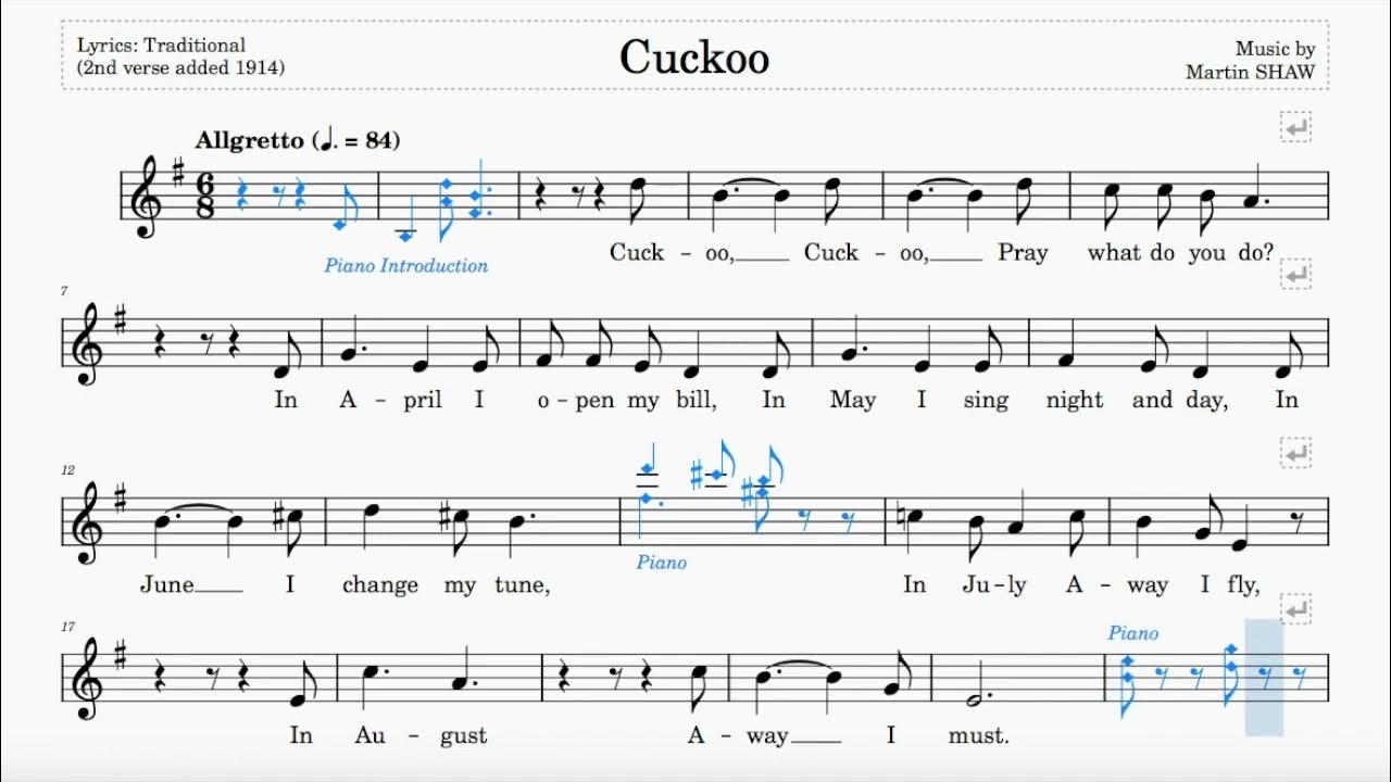 Cuckoo (Shaw) | ABRSM Grade 1 | List B | 84 bpm | Sing-Along - YouTube