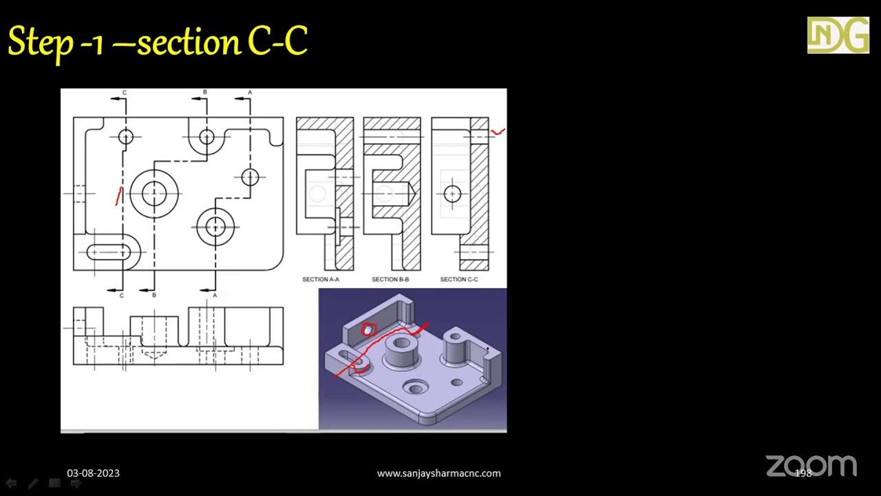 how can under stand Offset section view in drawing II DNG CNC CENTER - YouTube