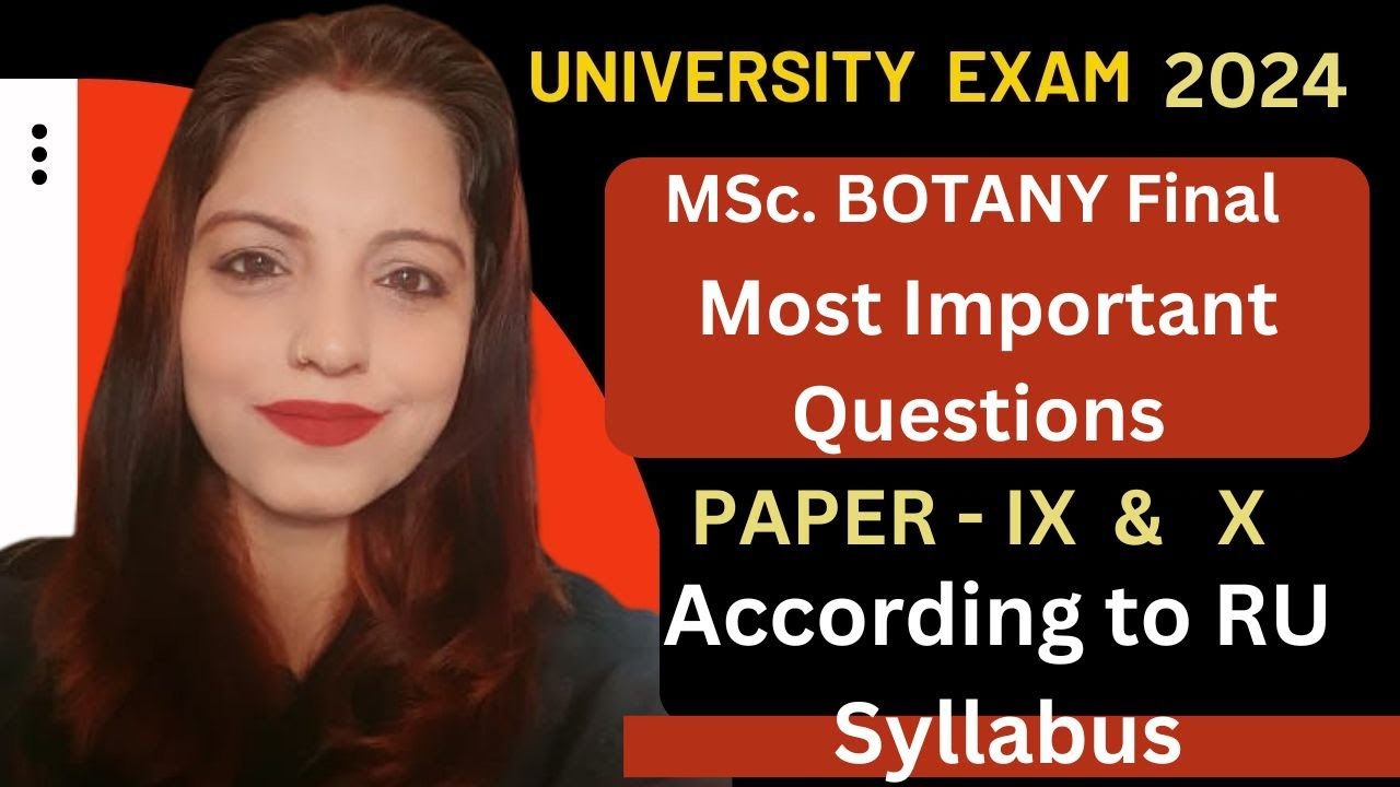 MSc Botany FINAL Important Questions || Rajasthan University MSc botany ...