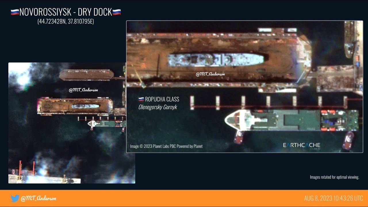Satellite Images of the Olenegorsky Gornyak in Dry Dock, Plus a SECOND Ropucha Ship in Dry Dock ...