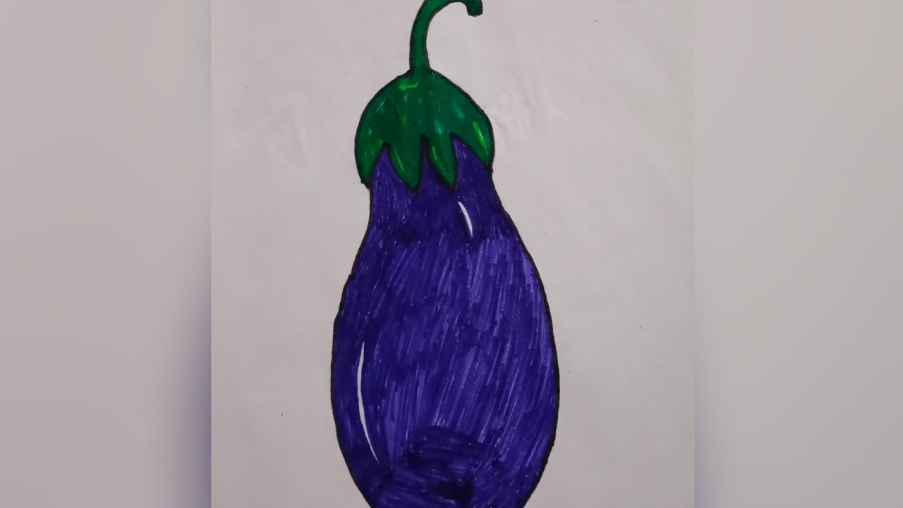 brinjal painting for kids/how to draw brinjal/easy eggplant painting ...