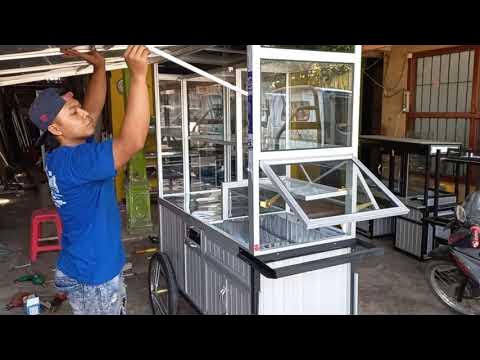 Rombong dorong 2 in 1 bisa buat gorengan dan es buah kokoh dan murah - YouTube