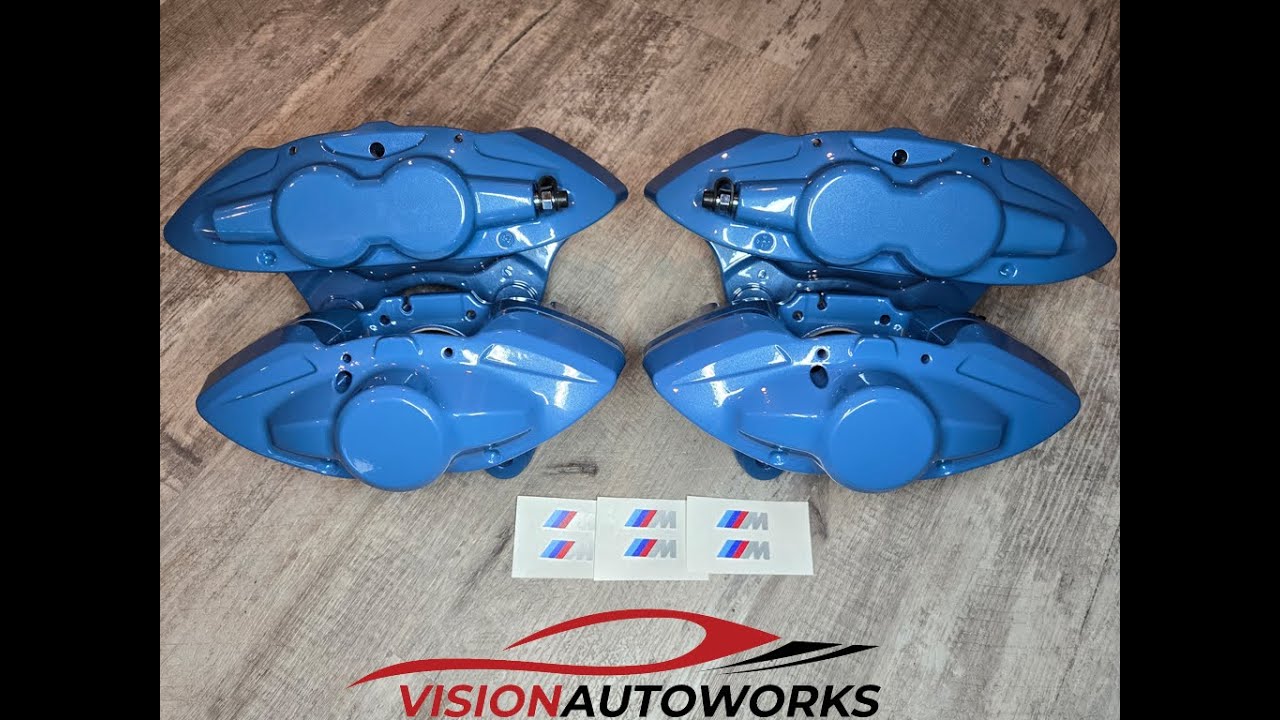 BMW F80 F82 M3 M4 Calipers Rebuilt and Powdercoated Modoc Blue ...